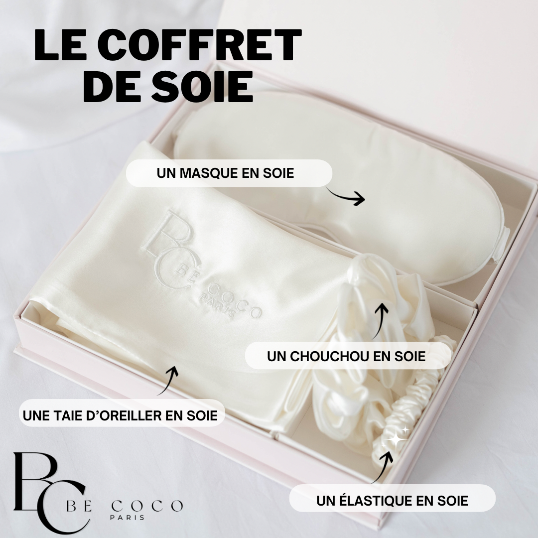 Taie d'Oreiller, Masque, Chouchou et elastique en soie : Le coffret ...